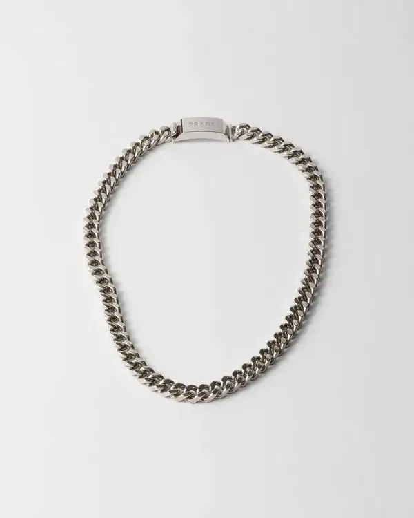 Prada Silver Chain Necklace - Antiqued Silver | Editorialist